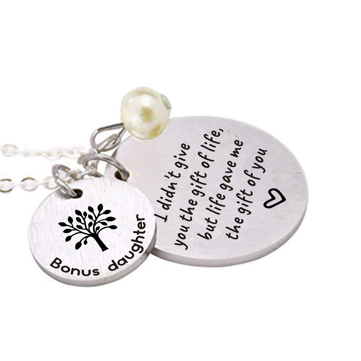 Stepdaughter Gift - I Didn't Give You the Gift of Life But Life Gave Me the Gift of You - Family Tree Pendant Necklace Step Daughter Gifts from Stepmom or Stepdad