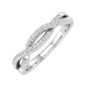 10k white gold diamond twisted wedding band ring (0.13 carat) (ring size 6) (i1-i2 clarity)