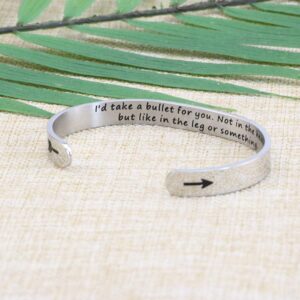 JoycuFF Funny Gift for Best Friend BFF Cuff Engraved Bangle Inspirational Mantra Bracelet Personalized Birthday Jewelry