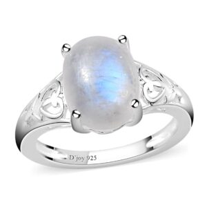 shop lc rainbow moonstone ring 925 sterling silver genuine jewelry gifts for women size 10 birthday gifts