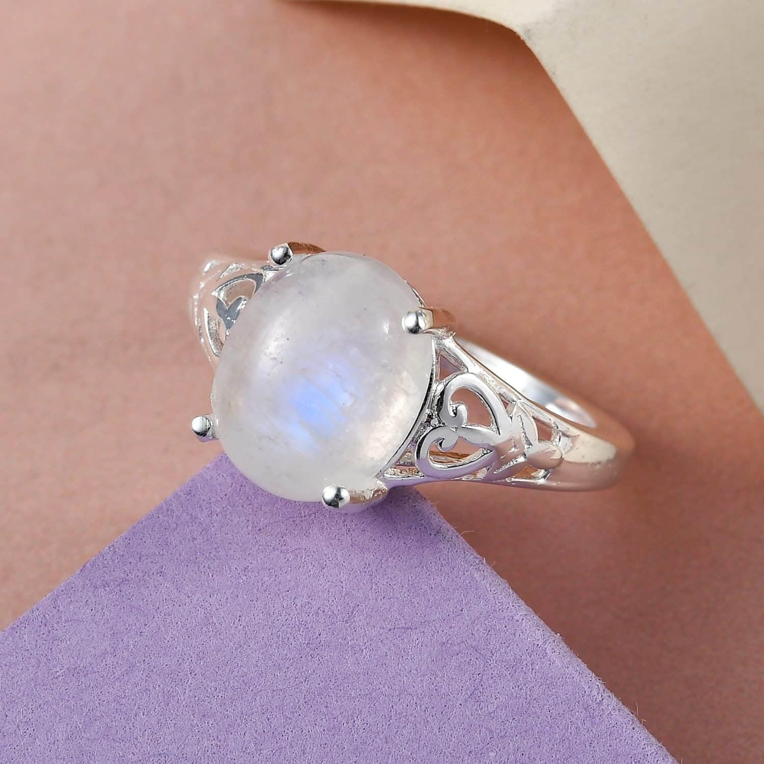 SHOP LC Rainbow Moonstone Ring 925 Sterling Silver Genuine Jewelry Gifts for Women Size 10 Birthday Gifts