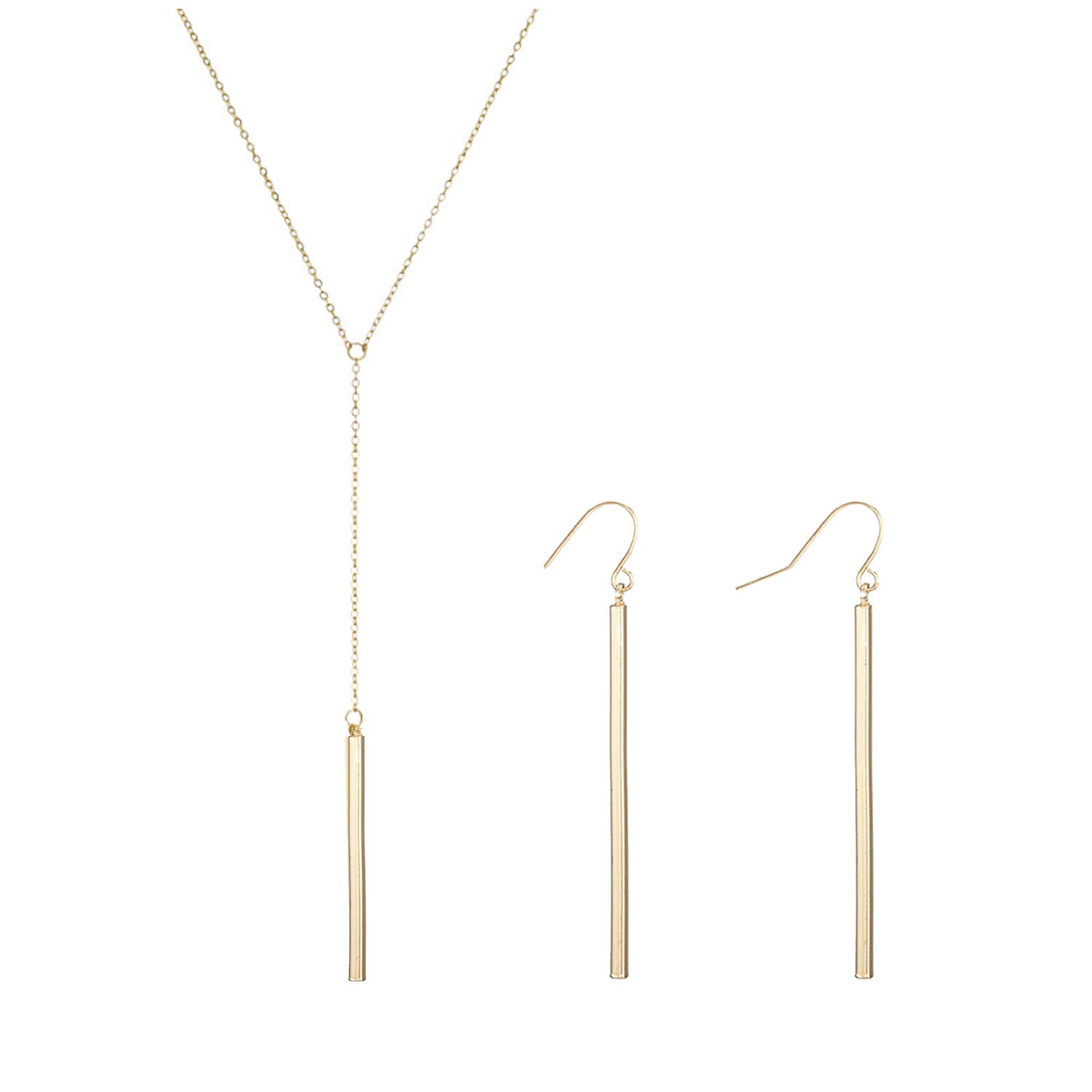 Long Gold Necklaces for Women Trendy Long Layered Necklaces Slip Chain Choker Necklace Gold Earrings and Necklaces Set for Wedding Jewelry Gold Bar Y Lariat Necklace Summer Wedding Guest Dresses Accessories