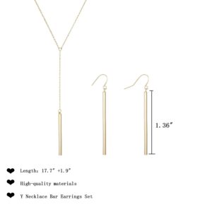 Long Gold Necklaces for Women Trendy Long Layered Necklaces Slip Chain Choker Necklace Gold Earrings and Necklaces Set for Wedding Jewelry Gold Bar Y Lariat Necklace Summer Wedding Guest Dresses Accessories