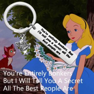 FOTAP You're Entirely Bonkers Keychain Alice Inspire Gift Mad Hatter Jewelry