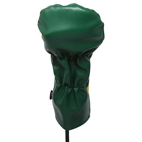 Majek Retro Golf Headcovers Green White and Yellow Vintage Leather Style 1 & 3 Driver and Fairway Head Cover Fits 460cc Drivers Classic Look