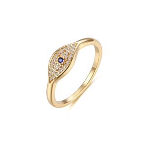 mevecco gold cubic zirconia blue evil eye stacking ring,14k gold plated dainty sapphireblue colored band stackable rings