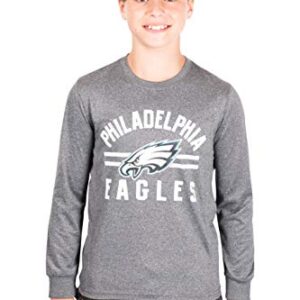 Ultra Game NFL Boys Super Soft Supreme Long Sleeve T-Shirt, Philadelphia Eagles, Heather Charcoal, 18-20