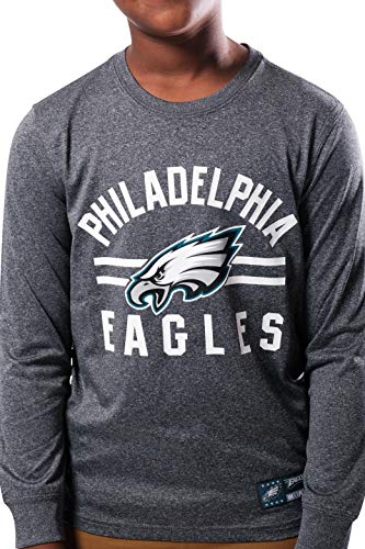 Ultra Game NFL Boys Super Soft Supreme Long Sleeve T-Shirt, Philadelphia Eagles, Heather Charcoal, 18-20