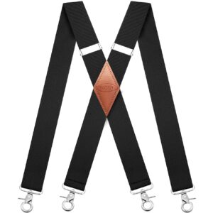 mendeng black suspenders for men with 4 snap hooks adjustable braces groomsmen