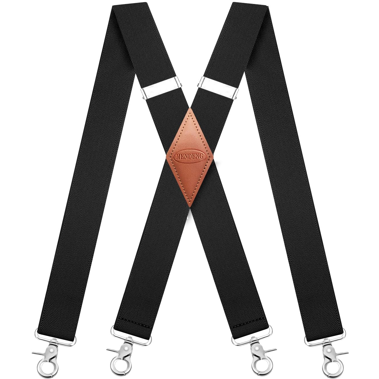 MENDENG Black Suspenders for Men with 4 Snap Hooks Adjustable Braces Groomsmen