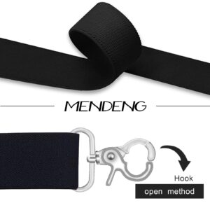 MENDENG Black Suspenders for Men with 4 Snap Hooks Adjustable Braces Groomsmen