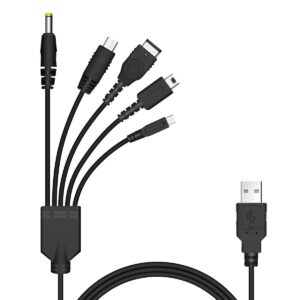 xahpower 5 in 1 usb charger cable cord for nintendo nds lite/wii u/new 3ds(xl/ll),3ds(xl/ll),2ds,dsi(xl/ll),nds/gba sp(gameboy advance sp),psp 1000 2000 3000