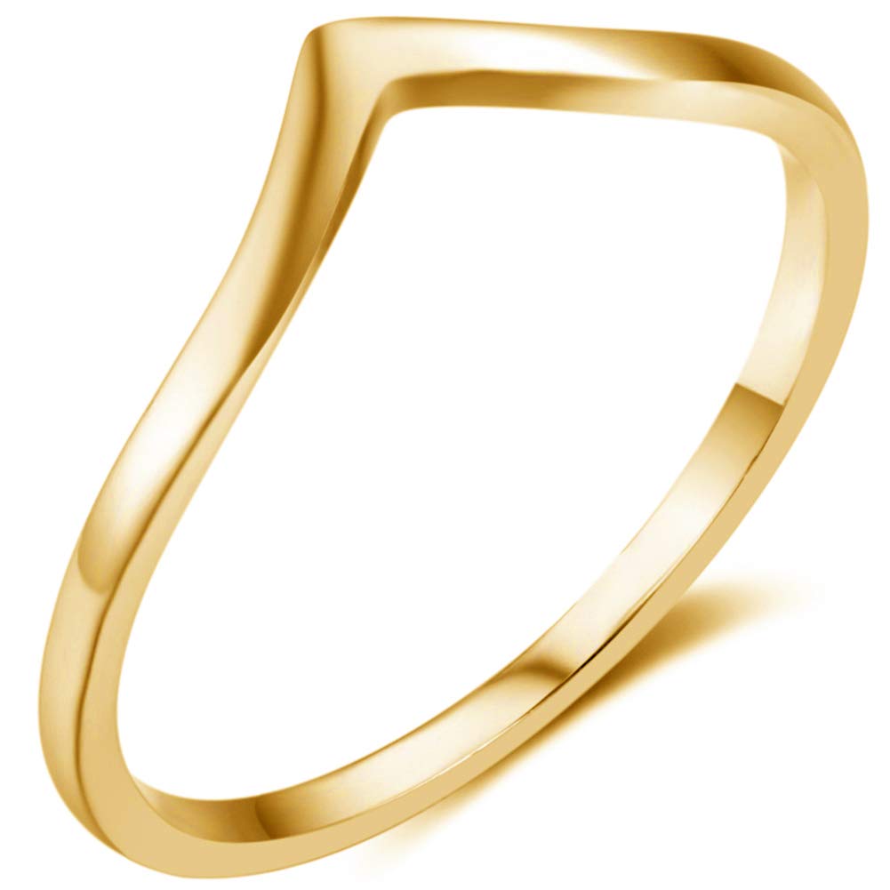 Jude Jewelers Stainless Steel Pointed Chevron Classical Simple Plain Statement Promise Ring (Gold, 10.5)