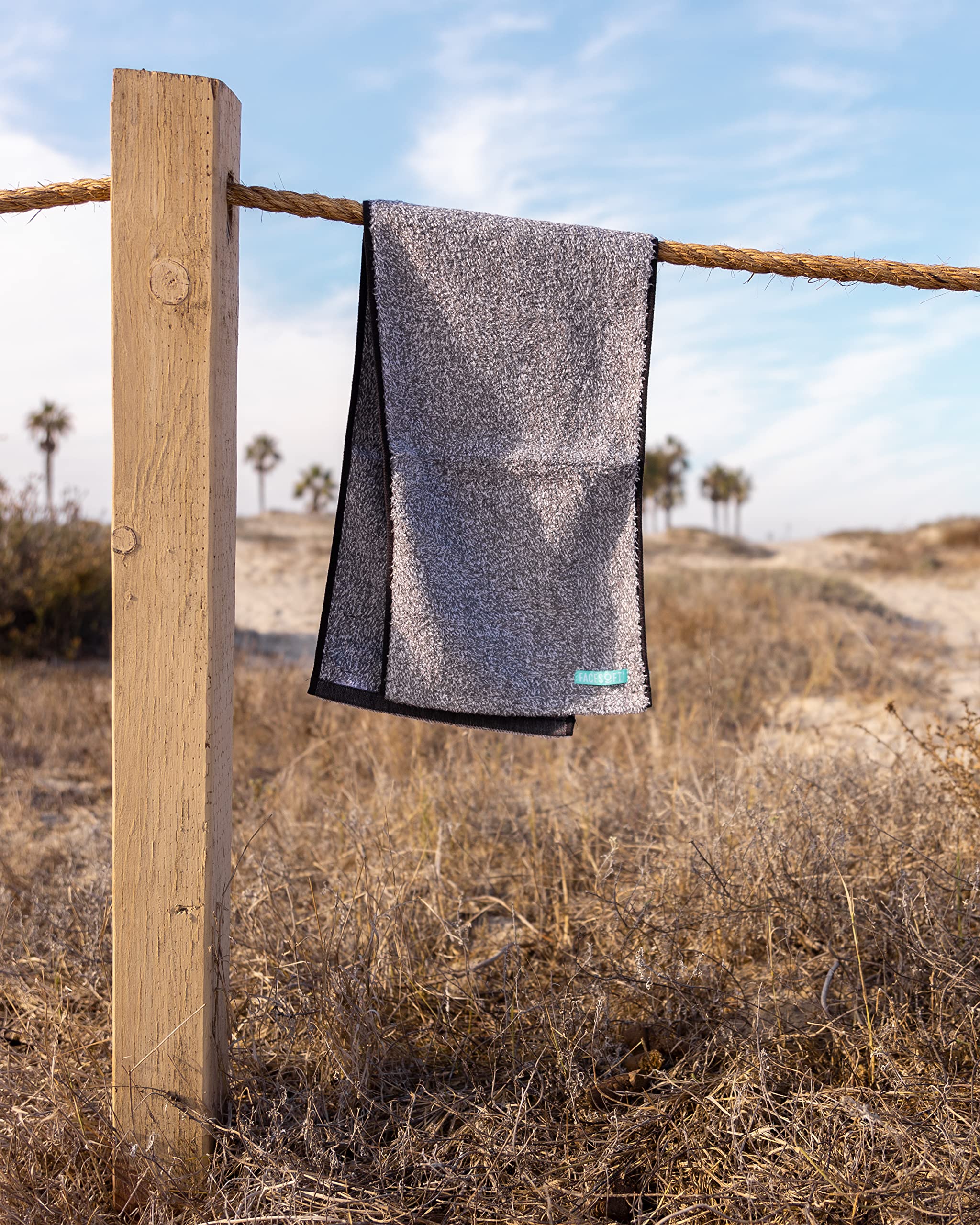 Facesoft Yoga Towel - Infused with Activated Charcoal to Detoxify and Sweat - Made with Eco-Friendly Aqua-Cotton Yarn - Biodegradable and Sustainable - All Ages