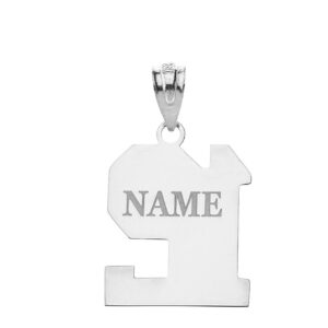 Certified 14k White Gold Personalized Sports Charm Jersey Two Digits Number and Name Charm Pendant