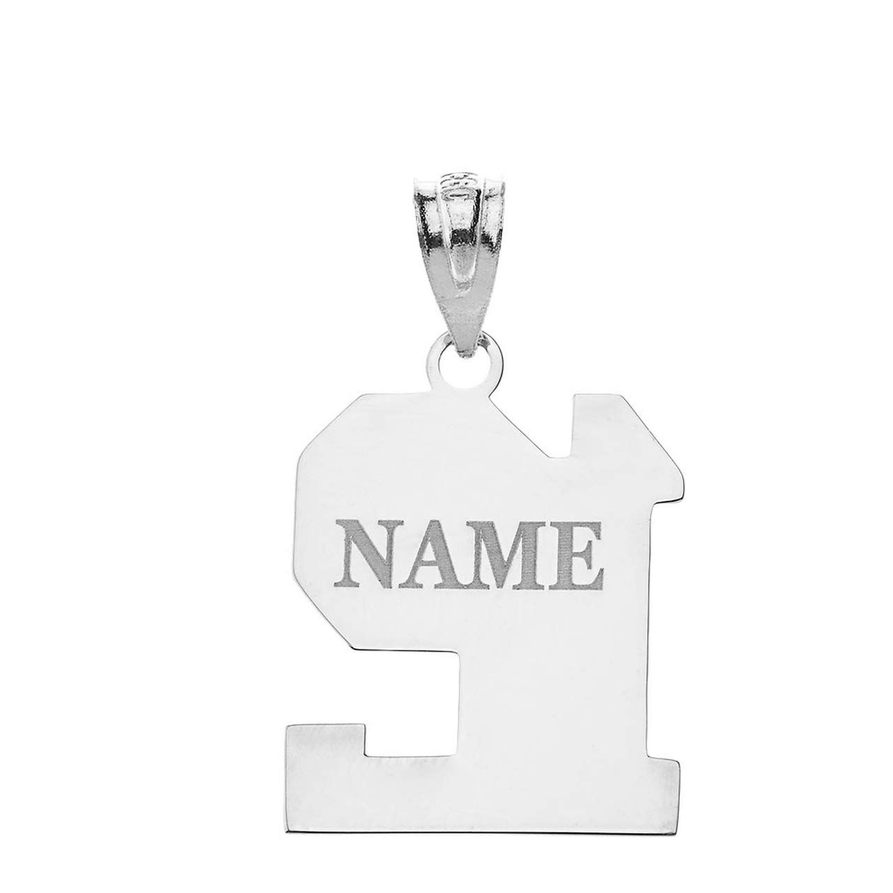 Certified 14k White Gold Personalized Sports Charm Jersey Two Digits Number and Name Charm Pendant