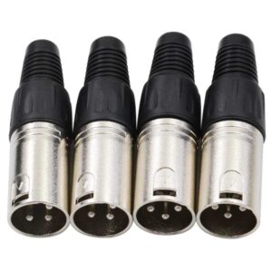 bnkenx 4pack xlr male plugs connectors xlr-m plug 3 pin male xlr mic connector audio mic microphone cable plug connector audio socket