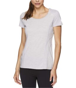 reebok womens poly marled basic t-shirt, grey, medium