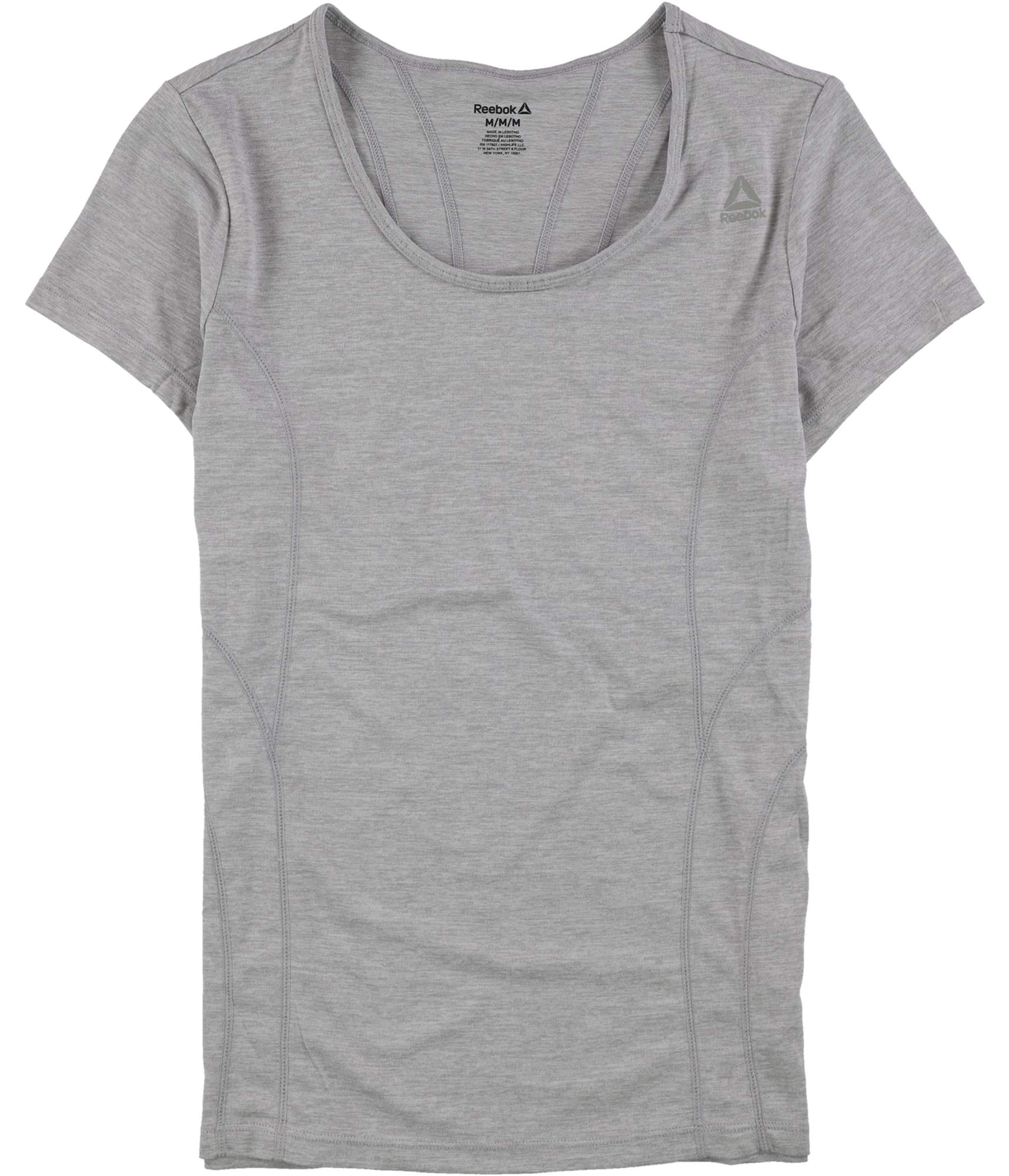 Reebok Womens Poly Marled Basic T-Shirt, Grey, Medium