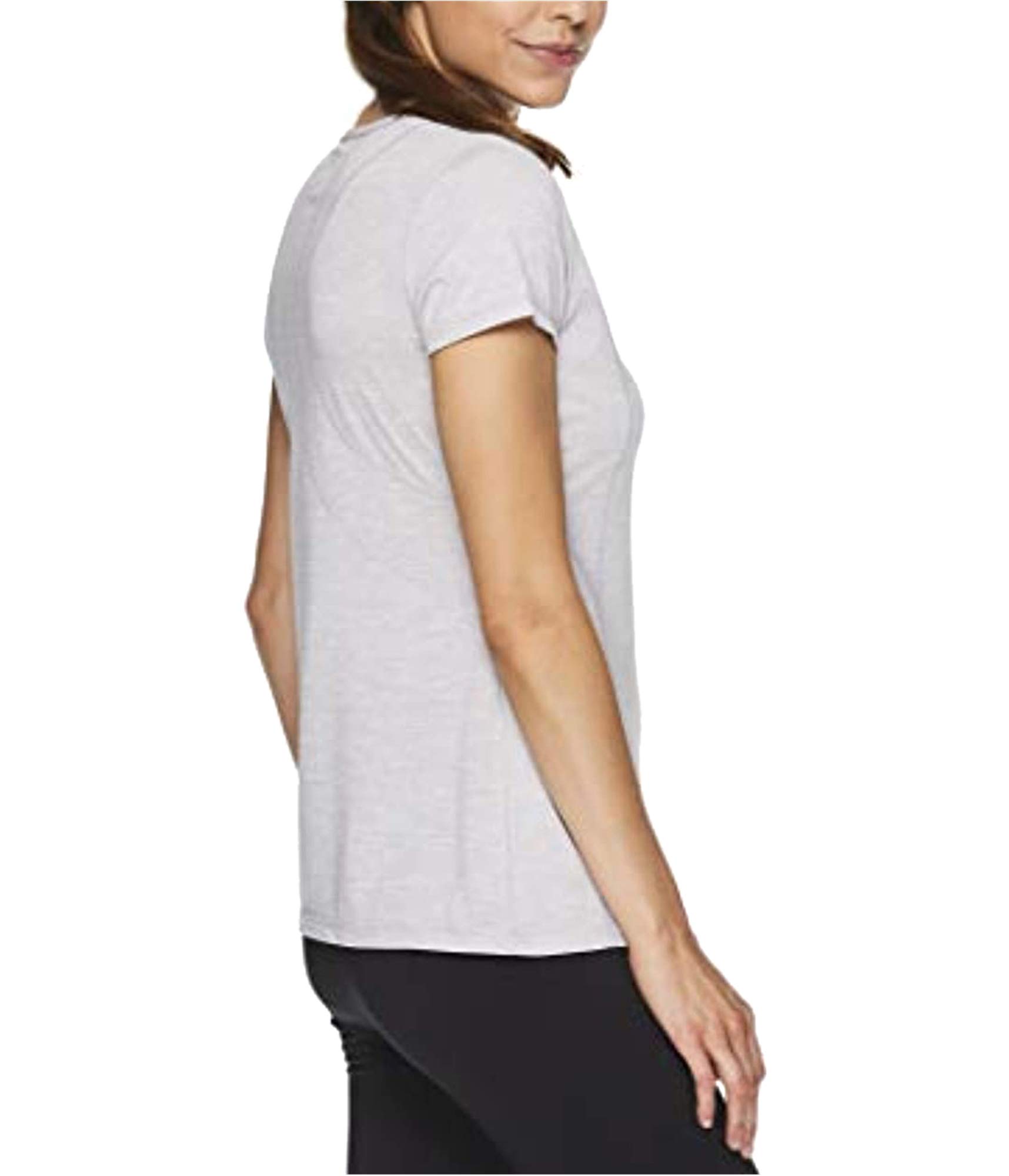 Reebok Womens Poly Marled Basic T-Shirt, Grey, Medium