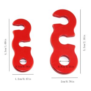 RuiLing 10pcs Aluminum Alloy Quick Release Tent Rope Stoppers Outdoor Camping Shelter Awning Wind Rope Adjuster Tent Rope Tighteners Red 2 Sizes (5.5x2cm and 4.3x1.2cm)