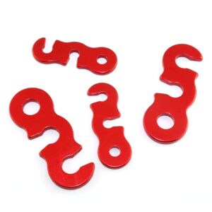 RuiLing 10pcs Aluminum Alloy Quick Release Tent Rope Stoppers Outdoor Camping Shelter Awning Wind Rope Adjuster Tent Rope Tighteners Red 2 Sizes (5.5x2cm and 4.3x1.2cm)