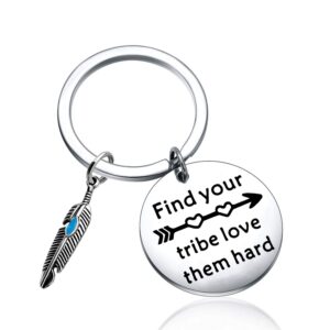 fotap find your tribe love them hard keychain bridal party keychain friendship keychain love my tribe keychain best friend,family keychain(tribe keychain)