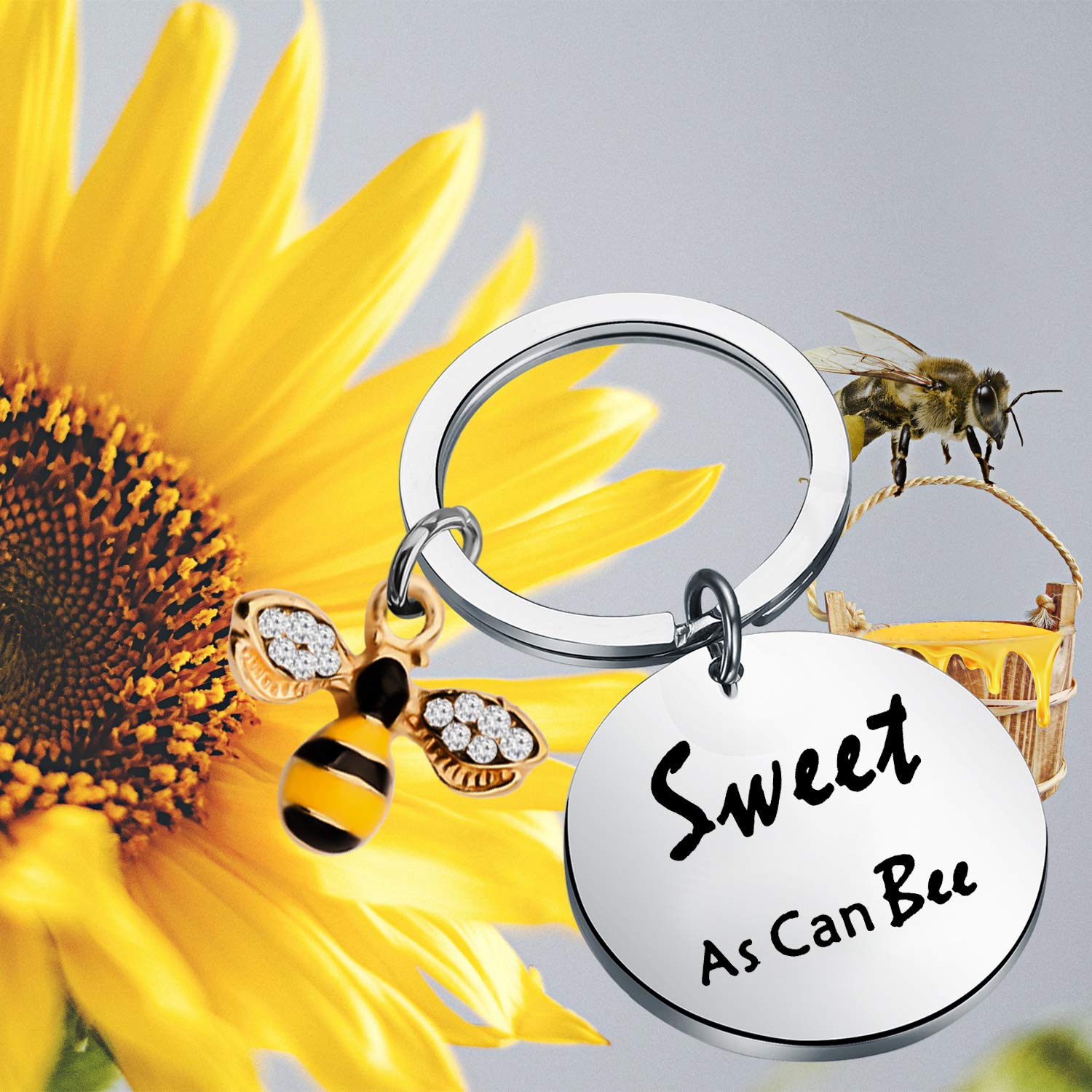 LQRI Bumble Bee Charm Keychain Honney Bee Birthday Gift Sweet As Can Bee Keychain Bee Jewelry Gift