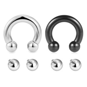 mayhoop 10g 2pcs internally threaded circular horseshoe barbells stainless steel body piercing jewelry 12mm