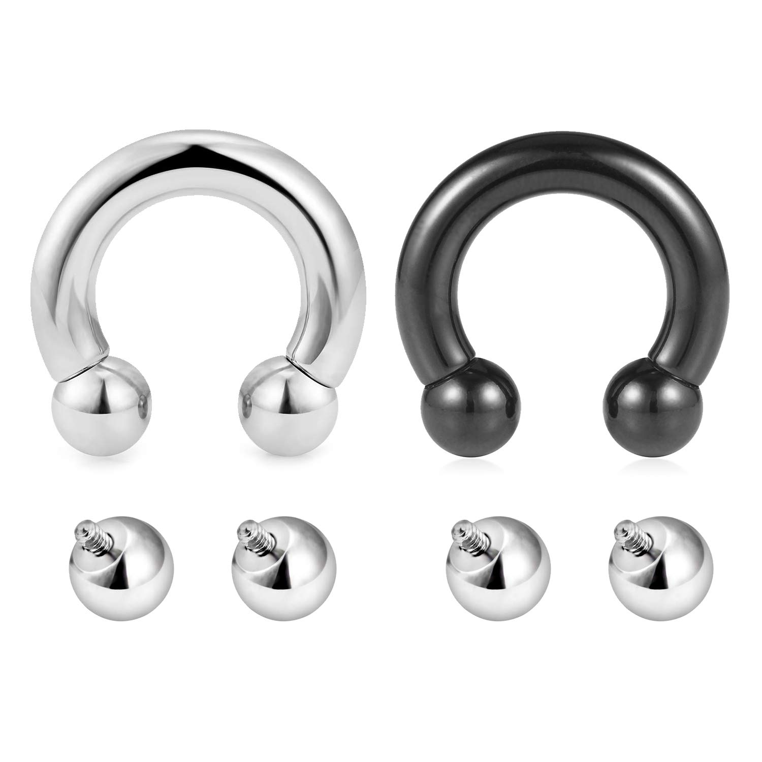 Mayhoop 10G 2pcs Internally Threaded Circular Horseshoe Barbells Stainless Steel Body Piercing Jewelry 12mm