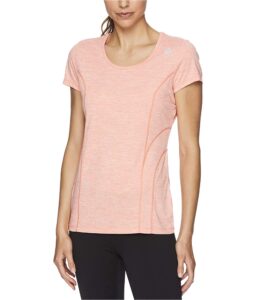 reebok womens poly marled basic t-shirt, pink, large