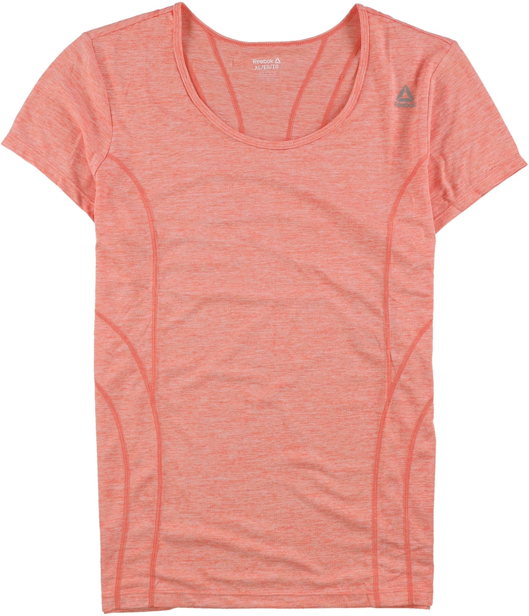 Reebok Womens Poly Marled Basic T-Shirt, Pink, Large