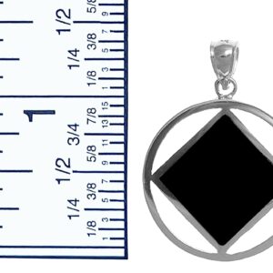 Narcotics Anonymous (NA) Symbol - Sterling Silver Pendant, NA Symbol Square with Black Enamel Inlay, Large Size