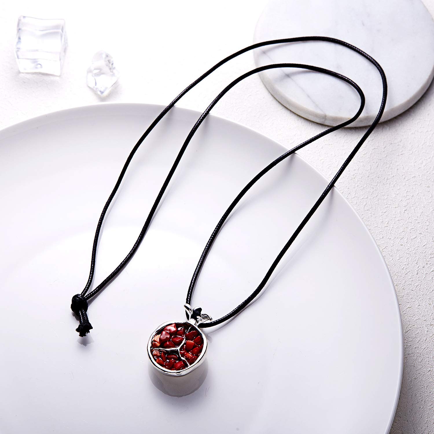 fly way Exaggerated Long Pomegranate Necklace, Novel and Fashionable Fruit Pendant Necklace (01)