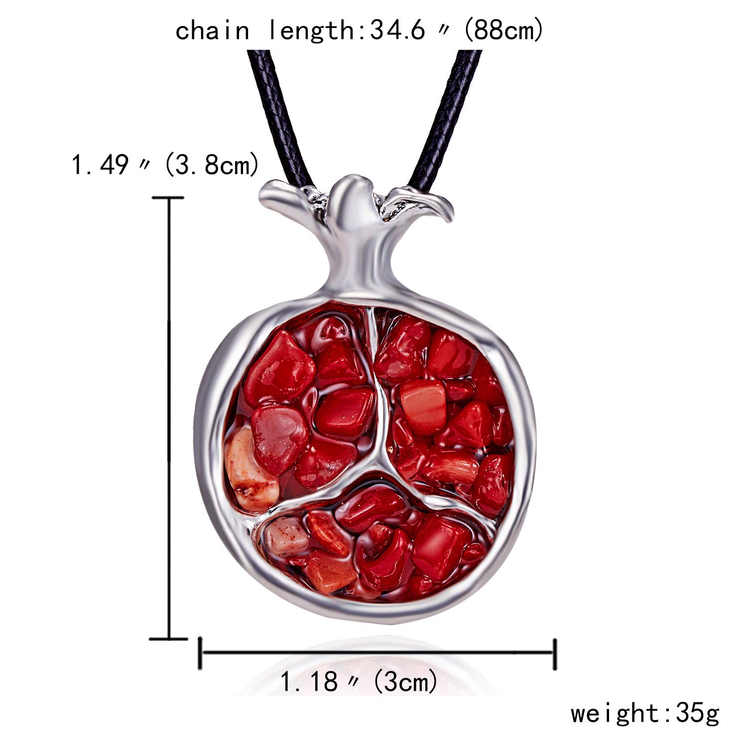 fly way Exaggerated Long Pomegranate Necklace, Novel and Fashionable Fruit Pendant Necklace (01)