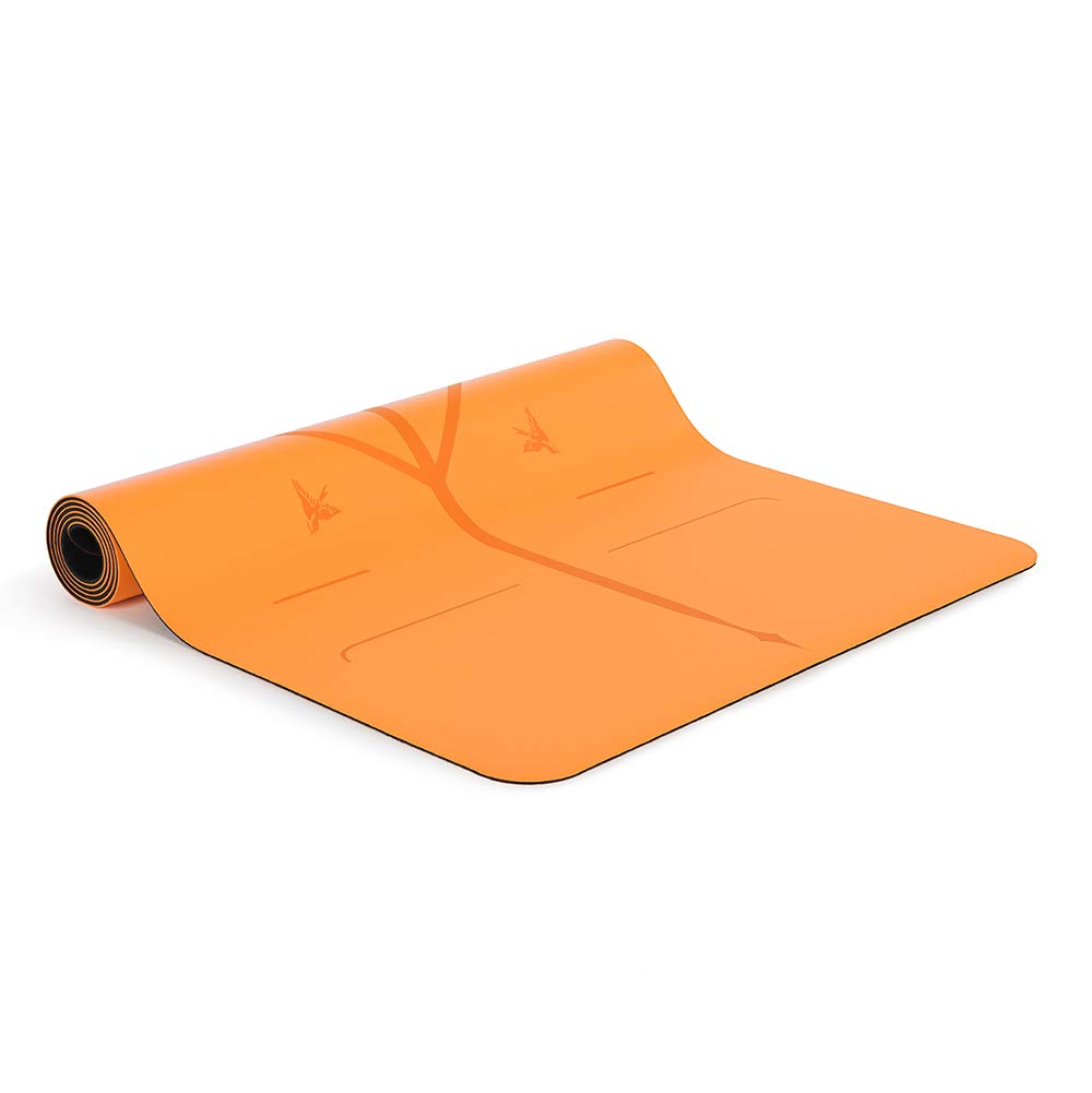 Liforme Gratitude Yoga Mat - Patented Alignment System, Warrior-like Grip, Non-slip, Eco-friendly, sweat-resistant, Long, Wide and Thick - Gratitude Special Edition (Orange)