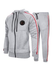 pasok men's casual tracksuit set long sleeve full-zip running jogging athletic sweat suits (m, style 2 light gray)