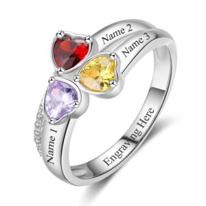 personalized mother rings with 3 simulated birthstones family anniversary women rings custom grandmother daughter jewelry (8)