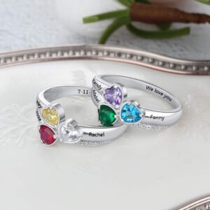 Personalized Mother Rings with 3 Simulated Birthstones Family Anniversary Women Rings Custom Grandmother Daughter Jewelry (8)