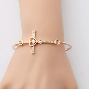 WUSUANED Infinity Love Heart Cross Bracelet Godmother Jewelry For Godmothers Baptism Gift For Godmother (Godmother rose gold)