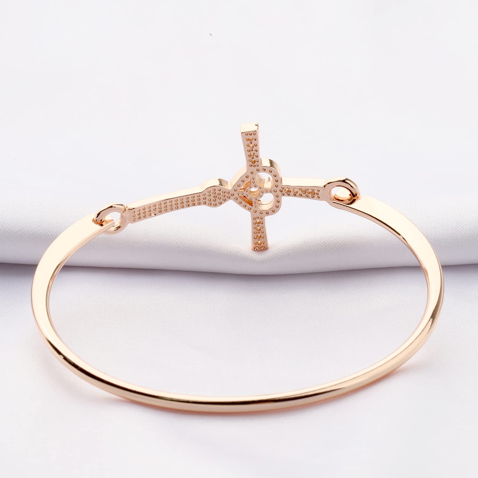 WUSUANED Infinity Love Heart Cross Bracelet Godmother Jewelry For Godmothers Baptism Gift For Godmother (Godmother rose gold)