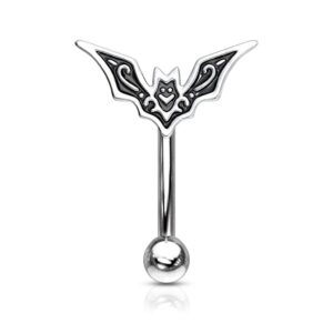 pierced owl horror bat top 316l stainless steel curved barbell eyebrow ring