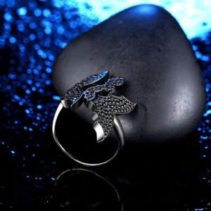 Ginger Lyne Collection Flying Bat Halloween Spooky Black CZ Party Statement Ring Size 7