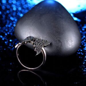 Ginger Lyne Collection Flying Bat Halloween Spooky Black CZ Party Statement Ring Size 7