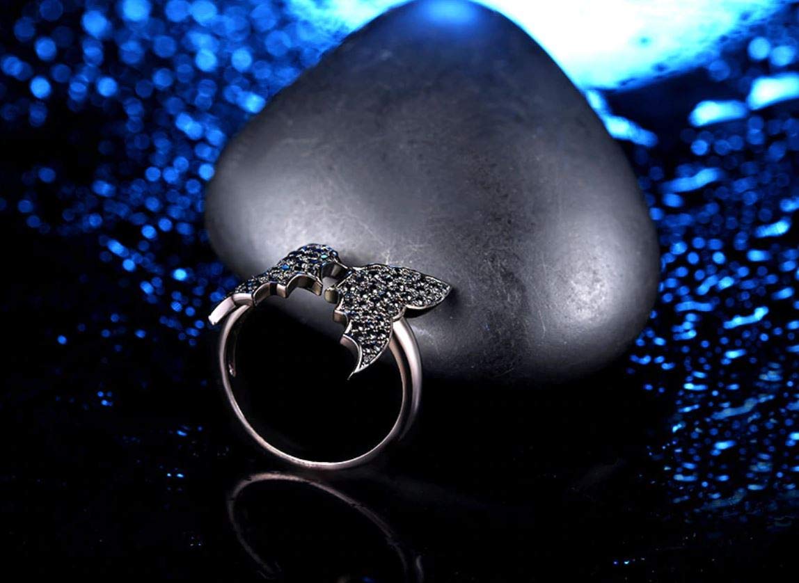 Ginger Lyne Collection Flying Bat Halloween Spooky Black CZ Party Statement Ring Size 7