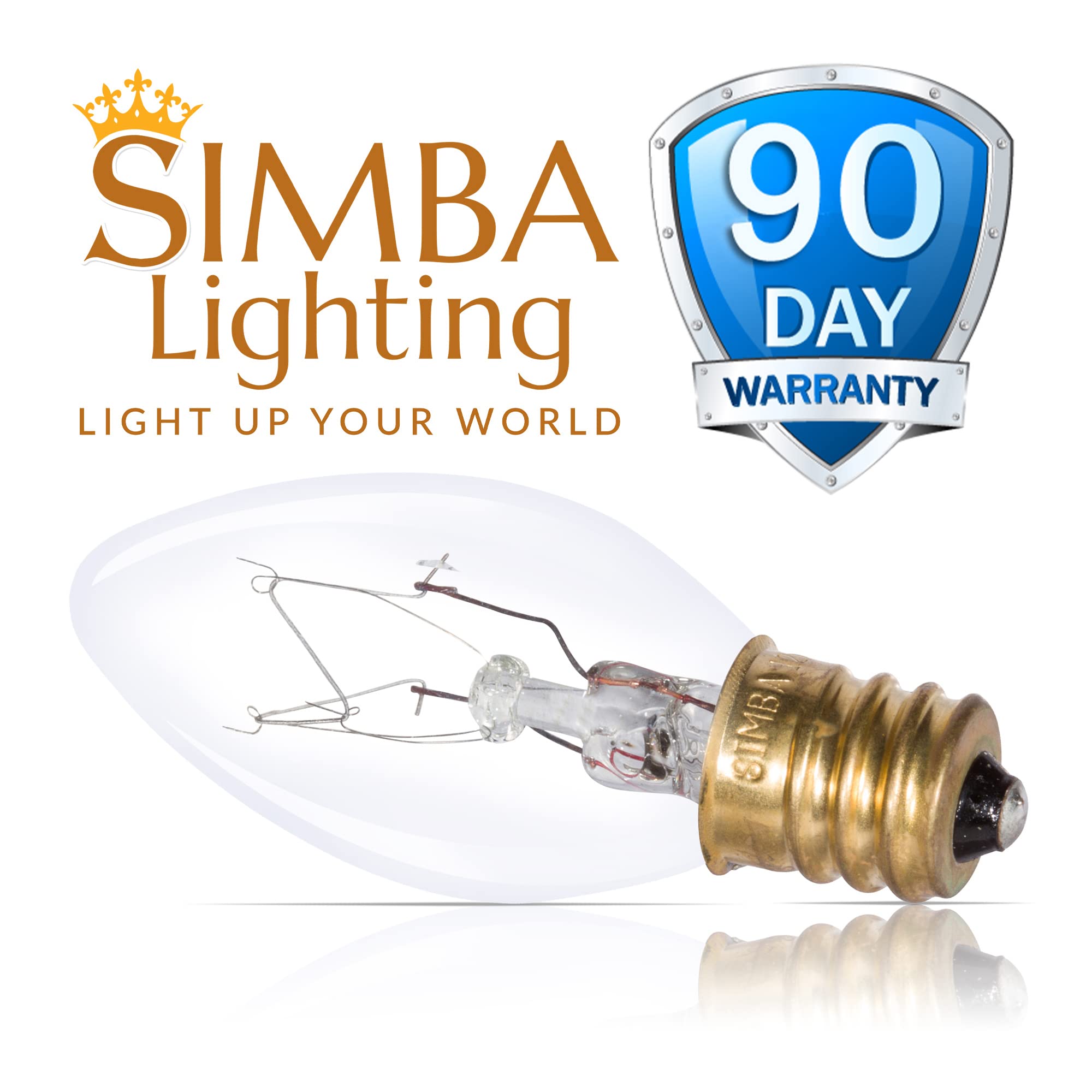 Simba Lighting C7 15W Replacement Bulb (12 Pack) for Himalayan Salt Rock and Basket, Plug In Aromatic Wax Warmer, Night Light, Clear Candle Shape, 120V, E12 Candelabra Base, Dimmable, 2700K Warm White