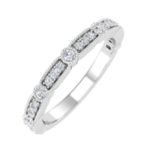 finerock 1/4 carat diamond wedding band ring in 10k white gold (ring size 6.5)