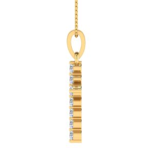 FINEROCK 0.17 Carat Diamond Cross Pendant Necklace in 10K Yellow Gold (Silver Chain Included)