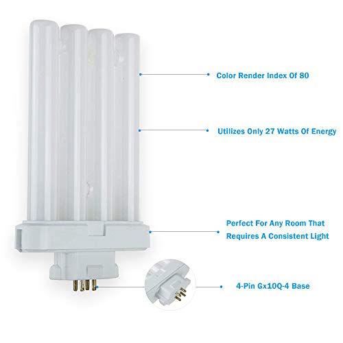 LABORATE LIGHTING Fluorescent light tube, FML27 4 pin base light bulb, 27 watt, 6500K, Light At 1500 Lumens, (3)