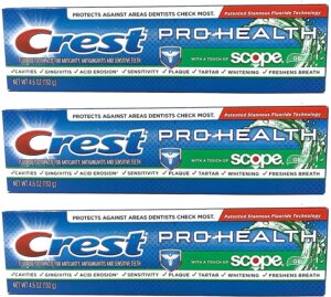 crest pro-health with a touch of scope whitening toothpaste, 4.6 oz (pack of 3) - packaging may vary